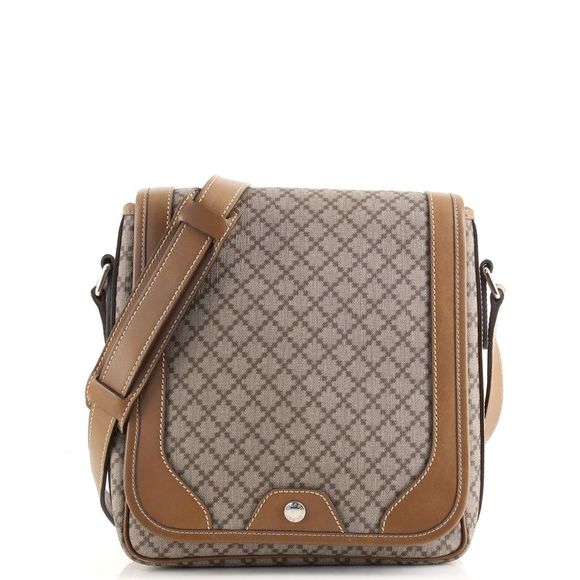 Gucci | Bags | Gucci Snap Flap Messenger Bag Diamante Coated Canvas ...